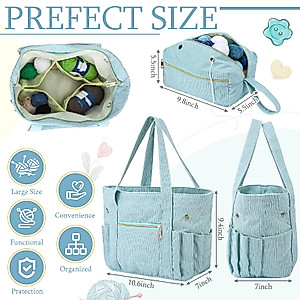 2 Pcs Crochet Bag and Tote Set Corduroy Yarn Bag Crochet Tote Bag for Crochet Hooks Organizer Yarn Holder for Christmas Gift Crochet Lovers Knitting Bag Crochet Accessories (Classic Style)