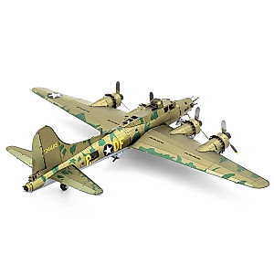 Fascinations Metal Earth B-17 Flying Fortress Color 3D Metal Model Kit Bundle with Tweezers