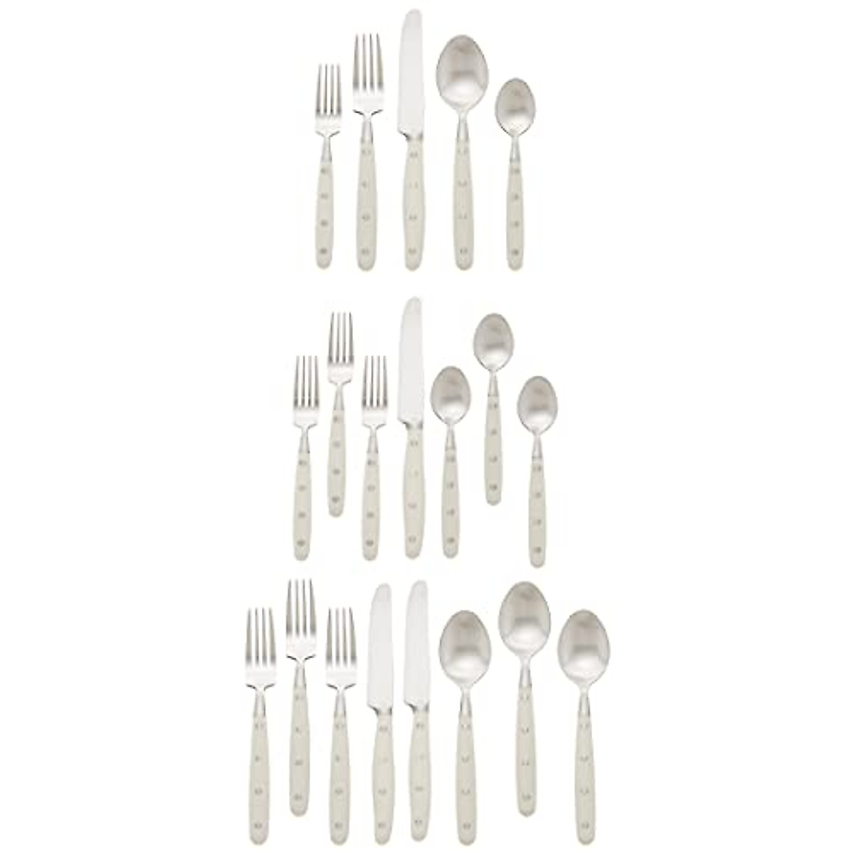 Ginkgo International Lyon 20-Piece Stainless Steel Flatware Place Setting, Ivory, Service for 1