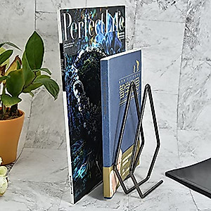 Storage Newspaper Baskets Magazine Rack Cone-Shaped Wrought Iron Bedroom Gold Stand Desktop Rack Living Room Black Book Rack (Color : Gold, Size : 6613cm)