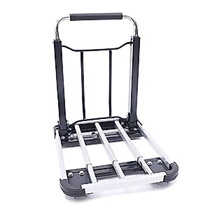 Foldable Platform Cart, 330 lbs Luggage Cart Folding Moving Dolly Luggage Trolley Push Hand Truck Telescopic Adjustment Trolley Rubber Wheel
