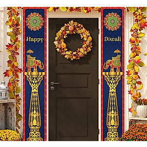 IndoTribe Diwali Decorations For Home Happy Diwali Banner Backdrop Front Door Decor Diwali Backdrop Decoration Diwali Decor Diwali Decoration Diwali Banner Decorations Diwali Door Hanging Diwali Decor