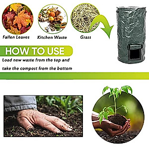 SKGFKYRM Garden Compost Bag Composting Bins Plastic Light Weight Collapsible and Reusable Organic Bags Gardening Gifts Compost Bin Outdoor (Size : 45x80cm)