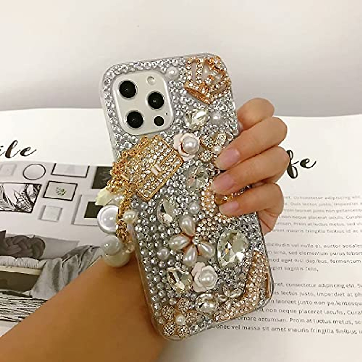 Max-ABC Compatible with Samsung Galaxy Note 10 Plus Glitter Case,Women Girls 3D Diamond Bag Pendant High Heel Crown Bling Glitter Shiny Crystal Rhinestone Protective Phone Case Cover