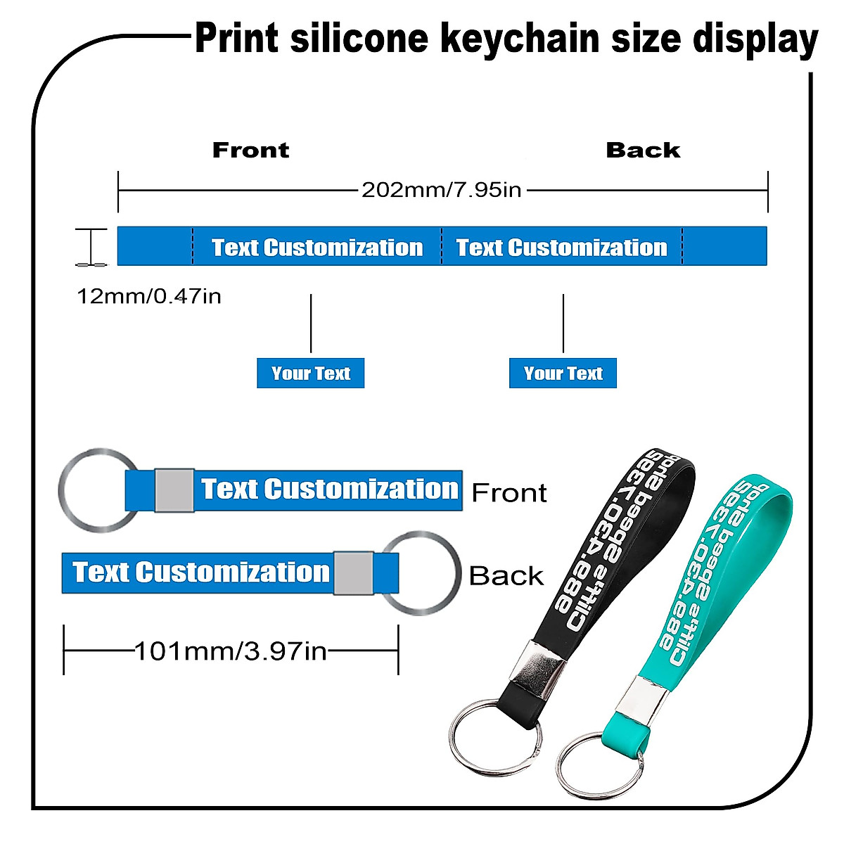 Harborway 30/100/500PCS Personalized Silicone Keychains Backpack Key Cellphone, Custom Rubber Keychain With Text Short Keyrings for Events, Company, Motivation Adults