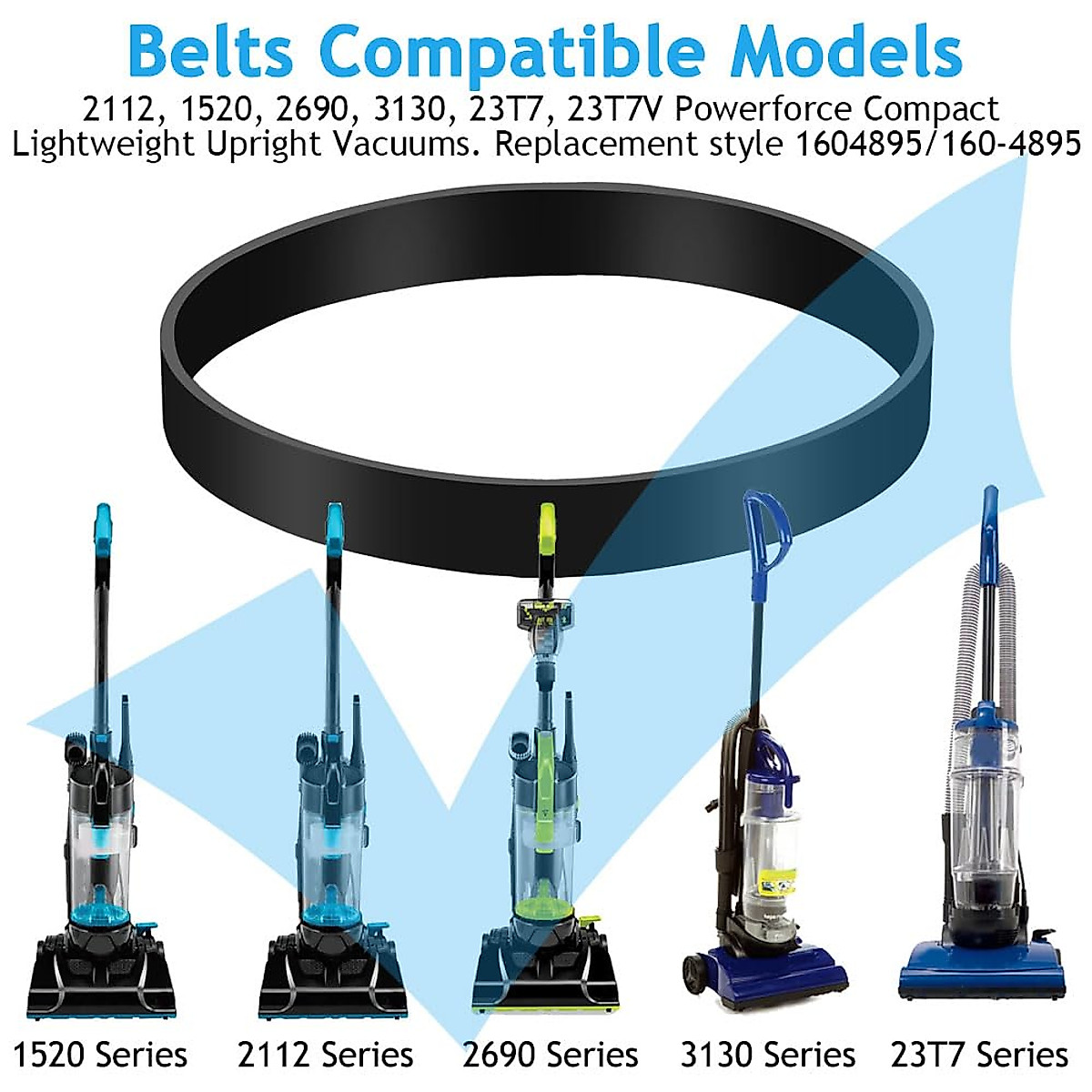 MULTIM Vacuum Cleaner Belts and Filter Cotton Compatible with Bissell 1604895 Replacement Belts and 1604896 Replacement Filter Sponge for 2690, 1520, 2112 Series Vacuum Cleaner