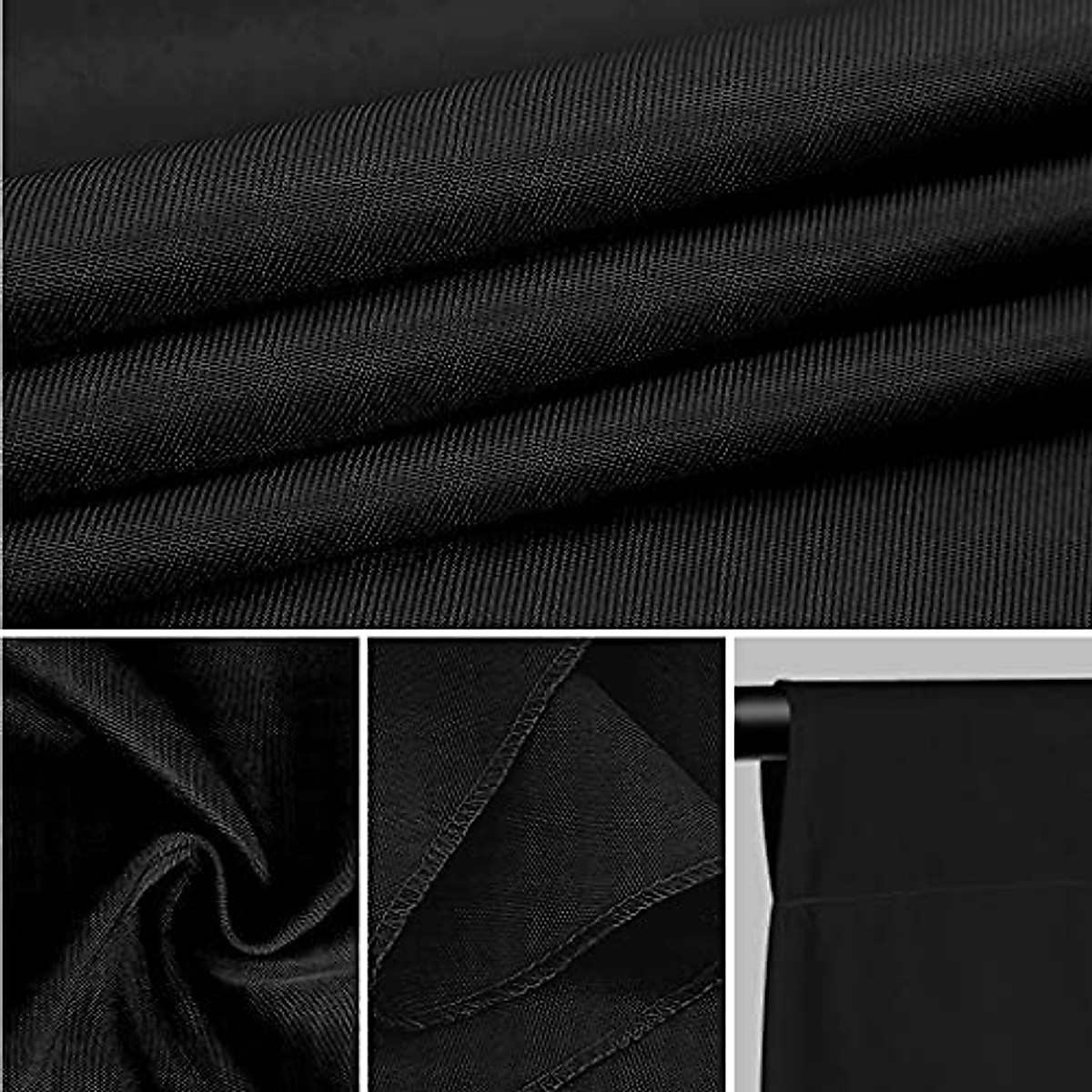 10x12ft Black Backdrop for Photography, CPLIRIS Black Photo Backdrop Collapsible Black Screen Curtain with 4 Spring Clamps and 4 Backdrop Clips for Party or Photoshoot