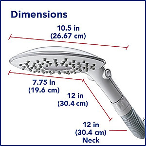 Waterpik CF-201 FlexNeck Rain Shower Head, 2.5 GPM, White