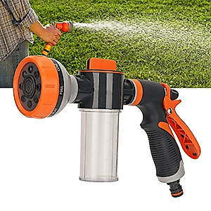 Garden Foam Sprayer, 8 Modes Multifunctional Water Spraying Nozzle Widely Used Labor Saving Concentrated Water Pressure Longer Spray Distance for Car Washing Rear Trigger