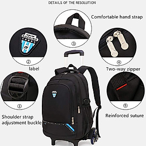 LANSHIYA Solid Color Rolling Backpack for Kids Teen Laptop Bag With Wheels Boys Travel Bag School Bag