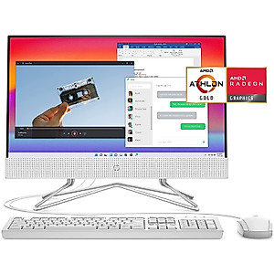 HP All-in-One 21.5" FHD Desktop Computer Newest, 16 GB RAM, 1TB PCIE SSD, AMD Athlon Gold 3150U, Radeon Graphics, HDMI, Camera, Windows 11 H w/GM Accessories, Black