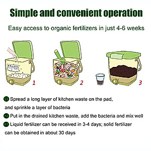 Doorhighpeak Indoor Composter Kit 27L Bucket, Odorless Compost Bin with Sealed Lid and Accessories, Kitchen Countertop Small Composting Container, Food Waste Recycling System Compost Pail
