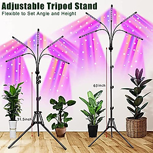 KEELIXIN Grow Lights for Indoor Plants,5 Heads Red Blue White Full Spectrum Plant Light with 15-60" Adjustable Tripod Stand, Indoor Grow Lamp with Remote Control and Auto On/Off Timer Function