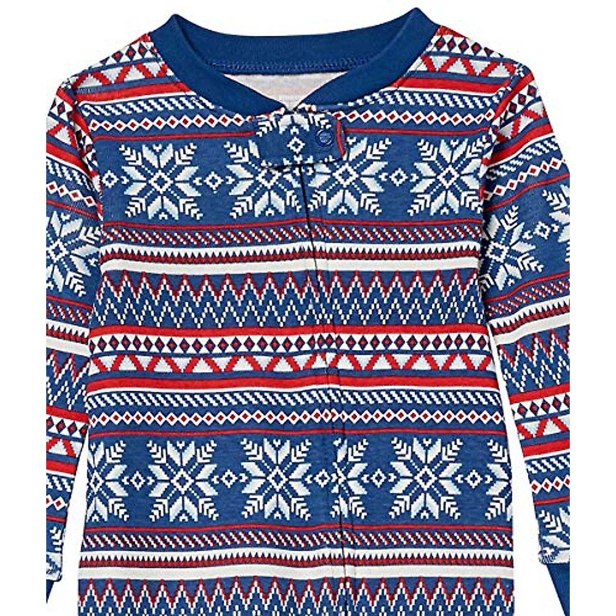 Amazon Essentials Unisex Toddlers' Cotton Snug-Fit Footed Sleeper Pajamas - Discontinued Colors, Blue Fair Isle, 2T