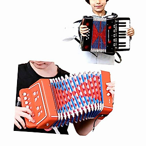 BORIYAM Accordion 17 Keys 8 Bass,Toys for Children and Adult Beginners，Accordion Instrument ，Early Learning Enlightenment Instrument (White)