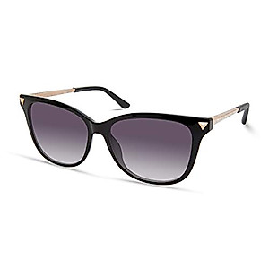 GUESS Women's Stud Acccent Square Sunglasses, Shiny Black, 56mm