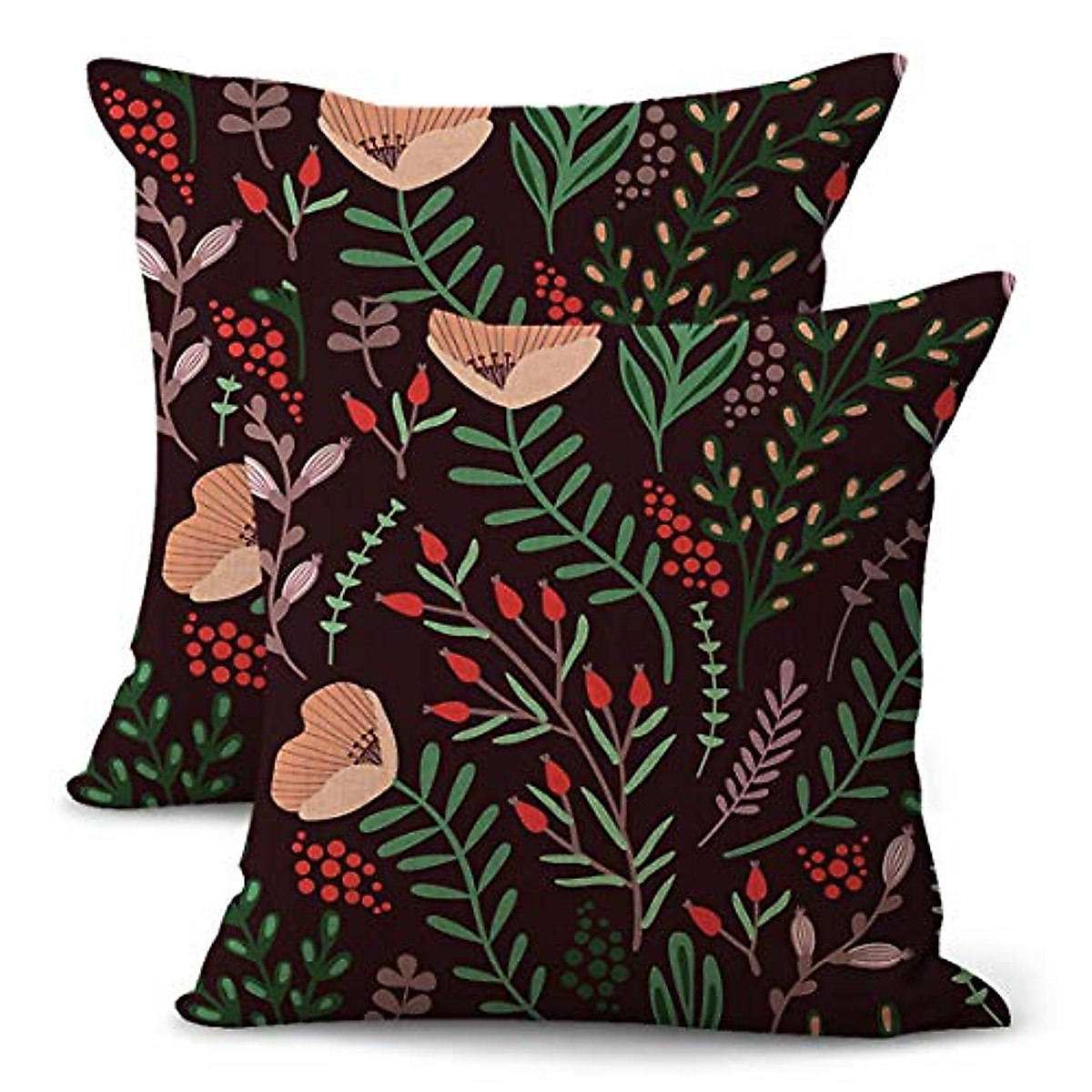WholesaleSarong Set of 2 Garden Party Botanical Plants Floral Cushion Cover Cushion Cover Patio Chair Cushion Covers Decorative Pillow Covers