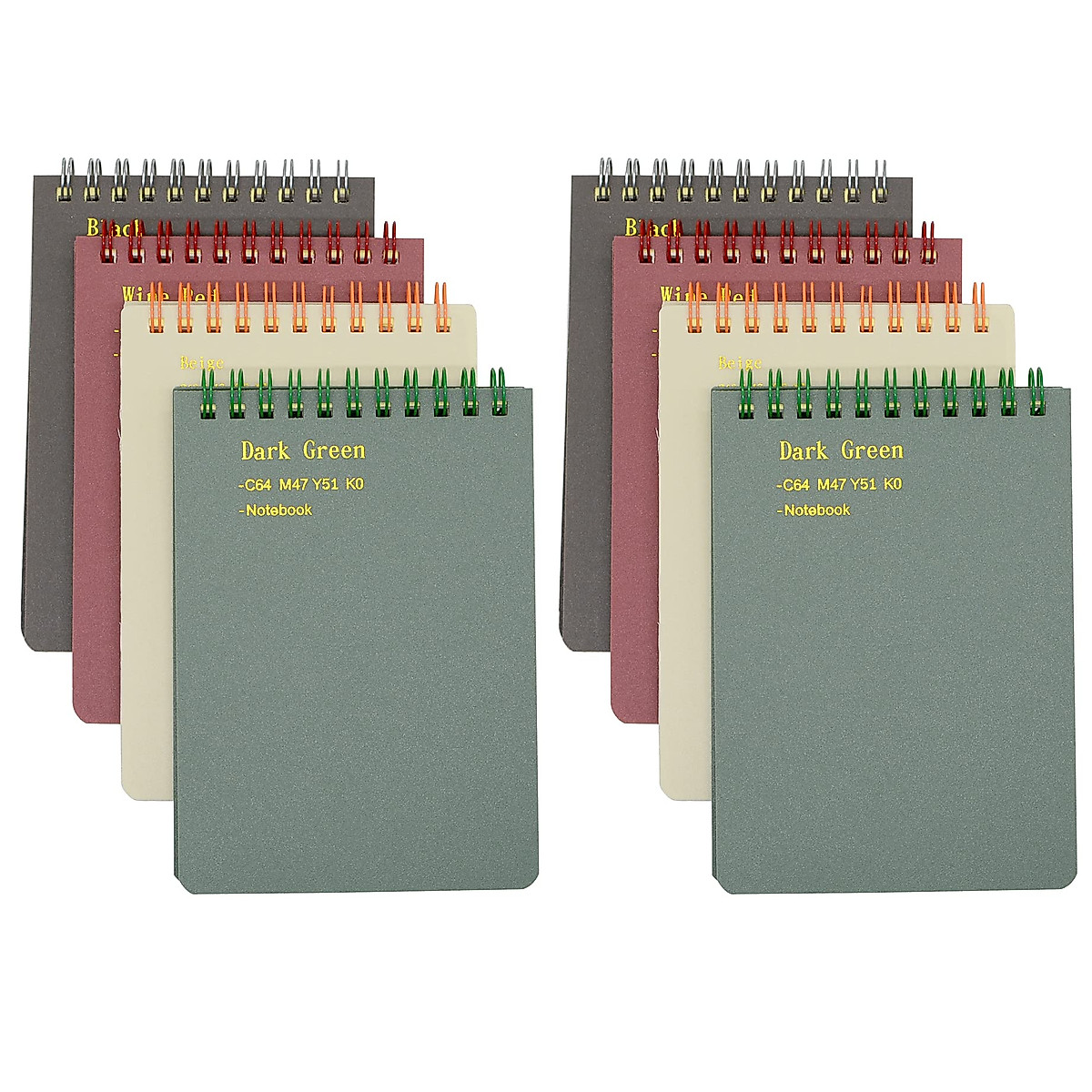 Yansanido Top Bound Spiral Notebook, 8 Pcs 4 Color A6 Size Thick Plastic Hardcover 7mm College Ruled Paper 80 Sheets (160 Pages) Journal for School and Office Supplies (8 Pcs A6)