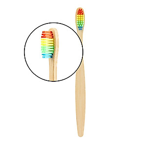 5pcs Lot Natural Bamboo Toothbrush Biodegradable Toothbrush with Soft Fibre Made with Rainbow Nylon Infused Bristles in Recycled Packing