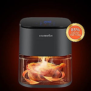 Air Fryer Oven 6 Quart Compact air fryers Oilless Oven 12-in-1 Nonstick and Dishwasher-Safe Basket, Exclusive Recipes, Tempered Glass Display, Custom