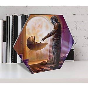 Star Wars – Mandalorian – Baby Yoda - Thomas Kinkade Studios - 11.5” X 10” KNEXAGON Wood Print – Tabletop Display, Hang Alone or Connect to Other Pieces – Officially Licensed Merchandise
