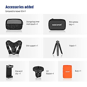 NEEWER Pro Version 61 in 1 Action Camera Accessory Kit Compatible with GoPro Hero 11 10 9 8 7 6 5 4 GoPro Max GoPro Fusion Insta360 DJI Osmo Action Action 2 AKASO and More