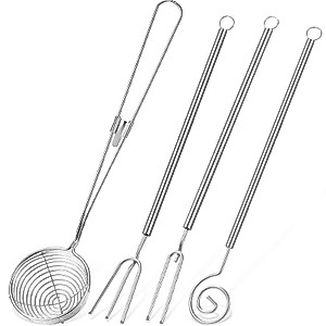 4 Pieces Candy Dipping Tools Set Chocolate Dipping Set 3-Prong Dipping Fork, Fondue Fork, Spear, Slotted Spoon for Handmade Chocolates, Pralines and Truffles