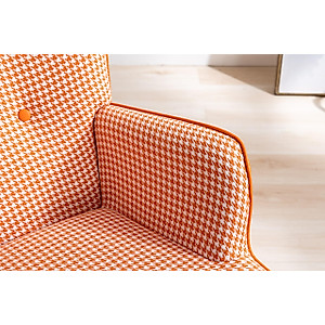 Tiophome Rocking Chair Nursery, Upholstered Glider Rocker Accent Chairs Padded Seat with High Backrest, Comfy Side Armchair for Nursing, Living Room, Bedroom, Office, Linen/Leather, Houndstooth Orange
