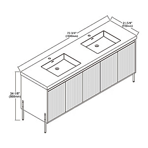 Dowell 72“ Fluted Design Vanity Set – Modern Bathroom Cabinet with Soft-Close Door & Shelf.Charcoal- 002 72 02V
