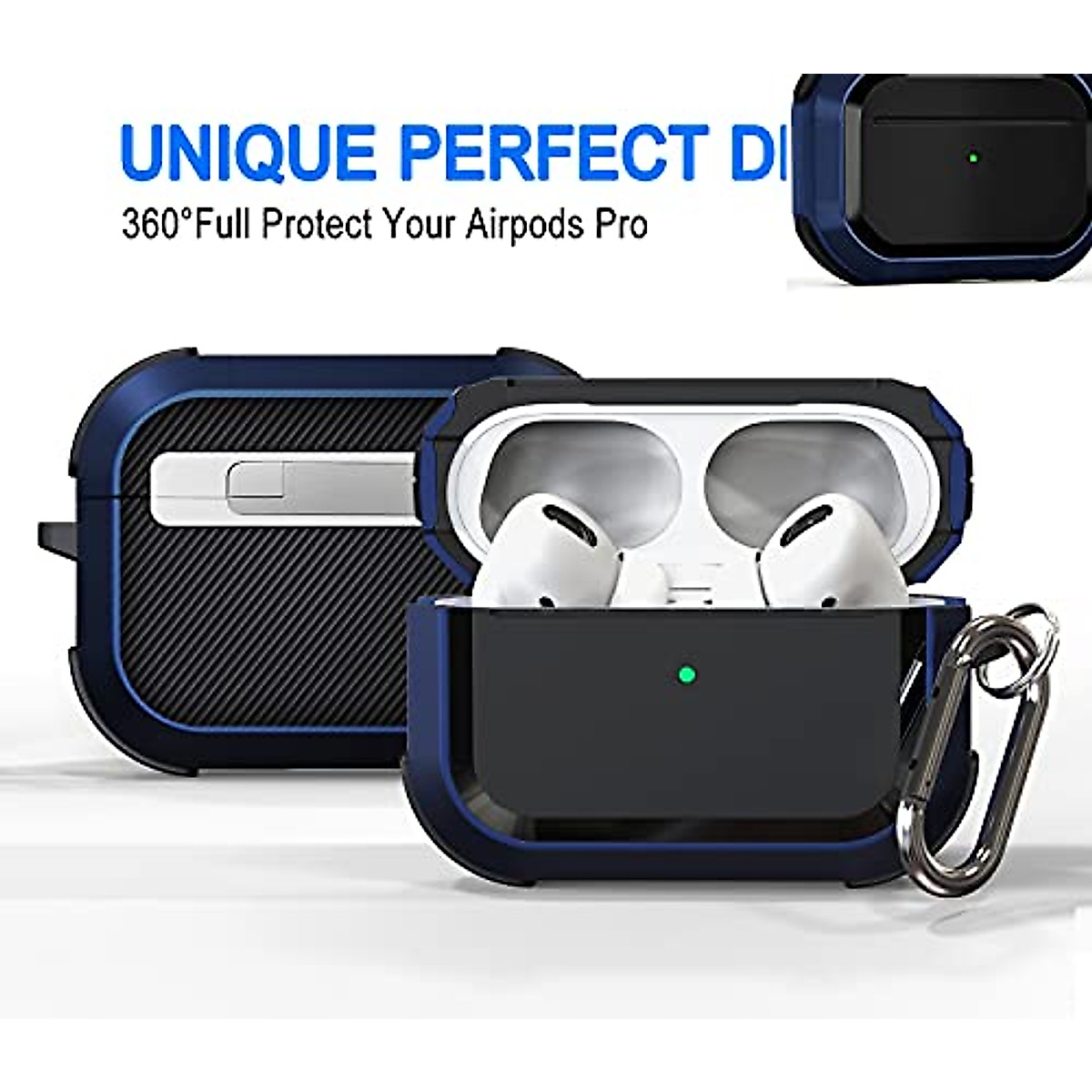 Upgraded Armor for Airpod Pro Case, Shockproof AirPods Pro Cover Cool Pro Case Designed for Apple AirPod Wireless Pro Cases for Men Women - Black/Blue