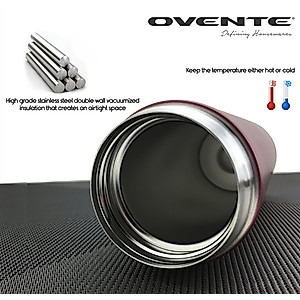 OVENTE Stainless Steel Vacuum Insulated Coffee Water Mug, 16oz Portable Double Wall Handheld Tumbler with Tea Infuser, BPA-Free Spill Proof Travel Friendly for Hot Cold Beverage, Gunmetal MSA16G
