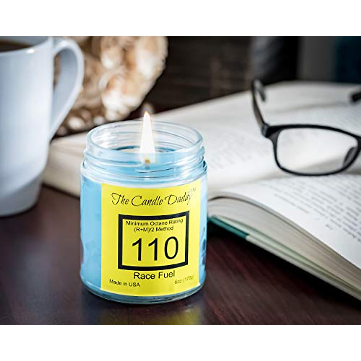 Race Fuel High Octane Gasoline Candle- 6 oz- up to 40 Hour Burn- Hand Poured in Indiana