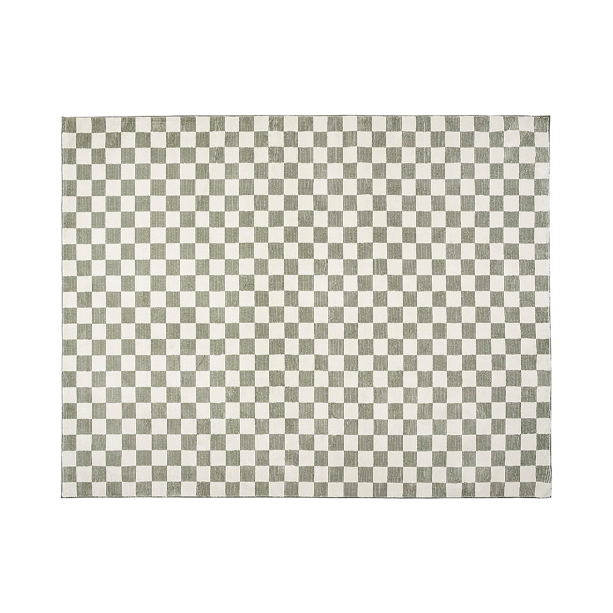 Revival Rugs Gambit 8'x10’ Checkered Rug Washable Area Rug for Living Room Bedroom - 100% Recycled Oeko-TEX Certified, Medium Pile, Green, Beige