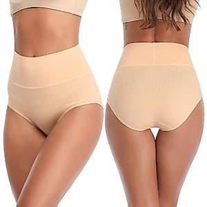 ANNYISON Womens Underwear, Soft Cotton High Waist Breathable Solid Color Briefs Panties for Women