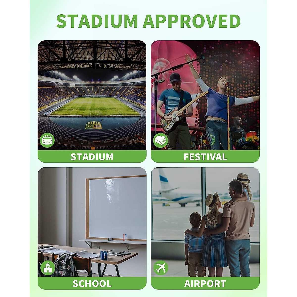 MAY TREE Clear Backpack Stadium Approved, Mini Clear Backpack, Heavy Duty Waterproof Transparent PVC Backpack (Black)