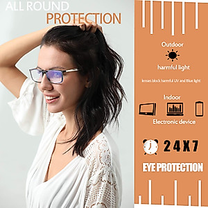 FONHCOO Clip-on Blue Light Blocking Glasses Night Driving Sunglasses 2 Pack Lens over Prescription Glasses for Women Men (2 Pack Transparent Blue Light Blocking Lens)