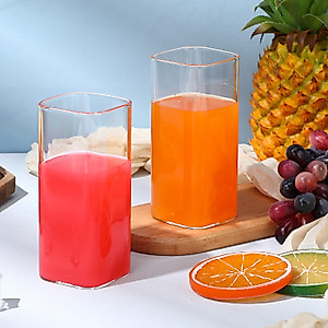 9 Pack 13 oz Clear Drinking Glasses Square Highball Thin Glass Cups Tumbler Set Elegant Bar Modern Glassware for Water Coffee Mixed Drinks Cocktail Wine Beer Juice Iced Tea Kitchen Party Home