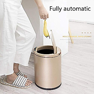 JLDN 12L/3Gallon Touchless Automatic Trash Can Smart, Kitchen Trash Binwith Lid Motion Sensor Garbage Can High-Capacity Waste Dust Bin Adjustable,Gold