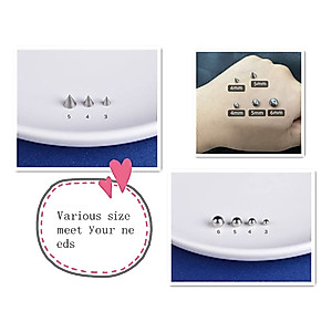 JFORYOU Fake Eyebrow Ring Fake Lip Labret Studs Replacement Balls Spike with 100pcs Sticker Non-Piercing Body Jewelry Fake Skin Piercing