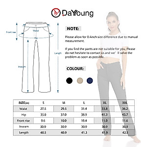 DAYOUNG Women's Yoga Dress Pants Work Office Business Casual Slacks Stretch Regular Straight Leg Pants with Pockets Y68A-Black-S