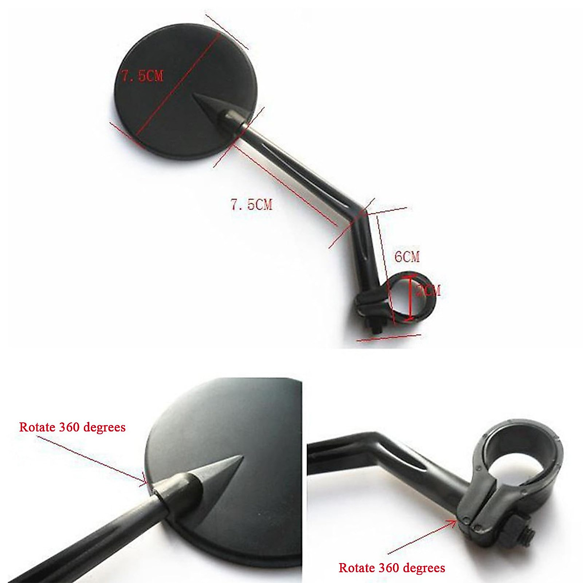 2 PCS Bike Mirror,Bike Mirror 360° Rotatable,Bike Rear Mirror for Adult Bikes Retro Bicycle Accessories,Bike Mirrors for Mtb/Kids/Ebike