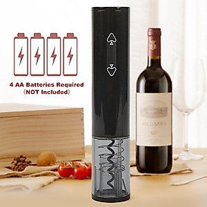 Electric Wine Bottle Opener, Wine Opener, Corkscrew with Foil Cutter, Auto Reusable Easy Carry Wine Opener, Batteries Powered