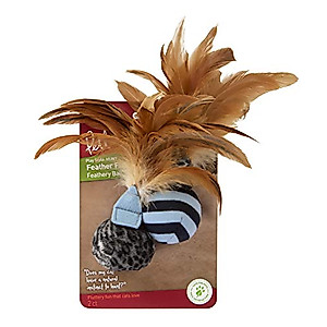 Petlinks (2 Count) Feather Flips Plush Ball Cat Toys - Blue, 2 Count
