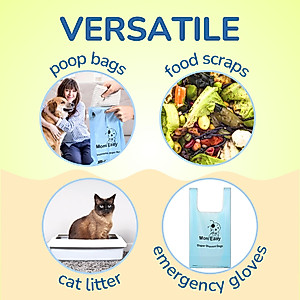 MOM EASY 600 Count Disposable Diaper Bags, 8 x 15 Inch, Unscented, Double Seamed, With Tie Handles, For Baby Waste