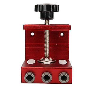 MISNODE Woodworking Hole Positioner Aluminum Alloy Carpentry Locator Dowel Jig Kit Pocket Hole Drill Guide Woodworking Hole Punch Tool for Carpenter(Red)