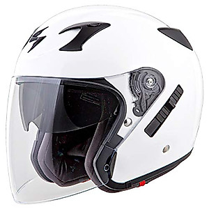ScorpionEXO CT220 Open Face Adjustable Visor Dropdown Visor Adult DOT Approved Motorcyle Helmet Solid (White, XX-Large)
