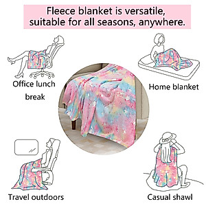 Glow in The Dark Throw Blanket, Luminous Unicorns Blanket for Boys Girls, Super Soft Fuzzy Plush Flannel Furry Fleece Blanket, Perfect for Bed or Sofa, Personalized Kids Gifts (Rainbow, 50" x 60")