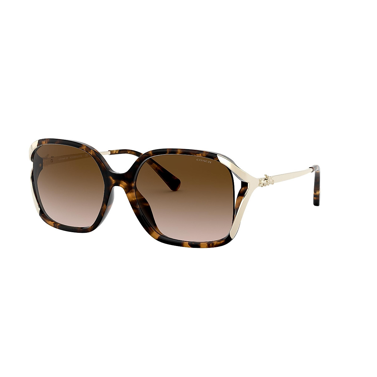 Coach HC8280U Universal Fit Sunglasses, Dark Tortoise/Brown Gradient, 57 mm