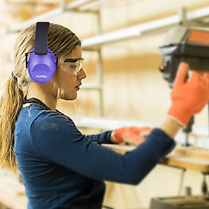 HUARUI Noise Cancelling Ear Muffs, Ear Protection Safety Earmuffs for Shooting, Noise Reduction for Adults Kids Autism Hearing Protection (Light Purple)