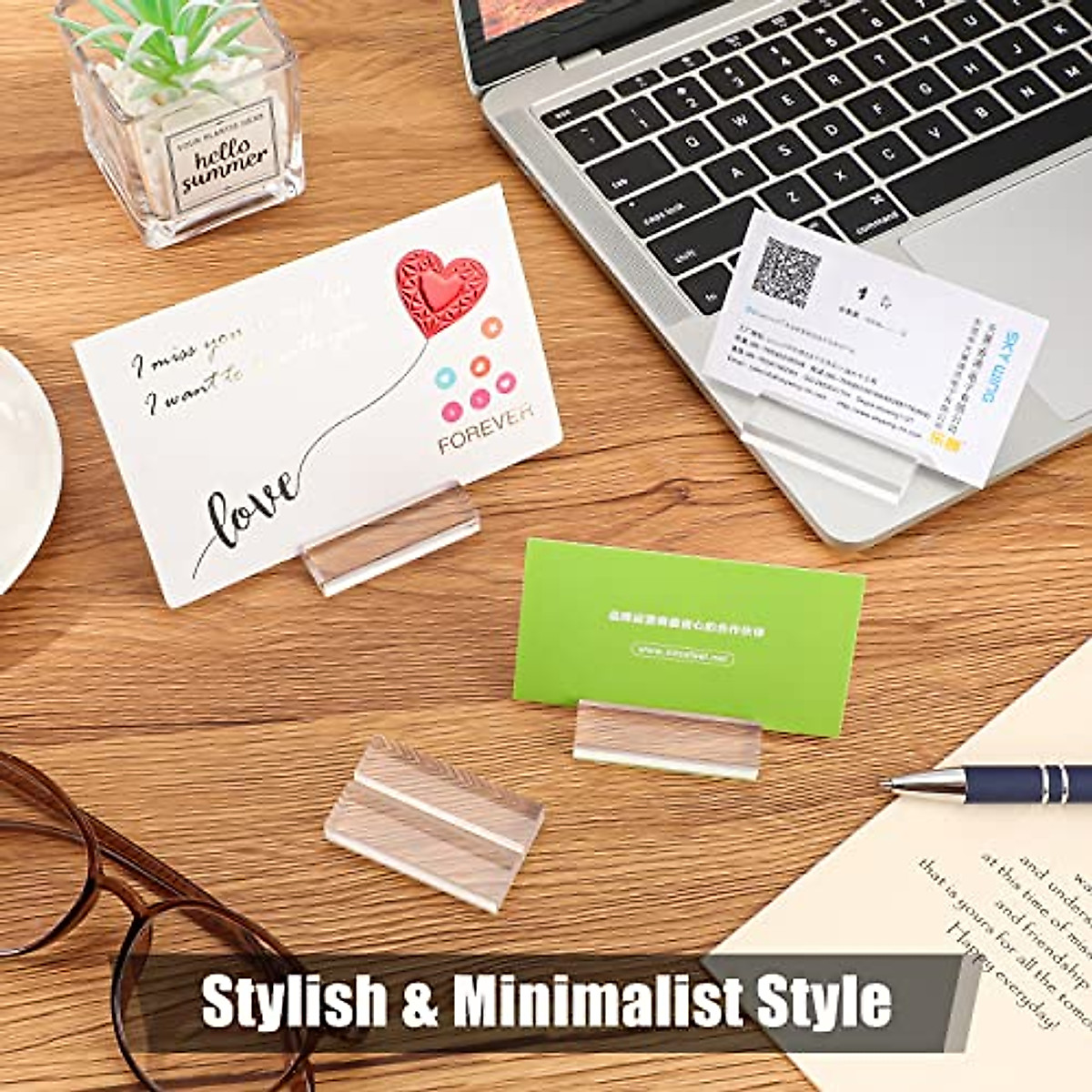 20 Pieces Acrylic Stands Clear Place Card Holders with Card Slot Table Numbers Display Stands Wedding Sign Holders Acrylic Card Display Stand for Wedding Table Numbers Photos Office Menu Meeting